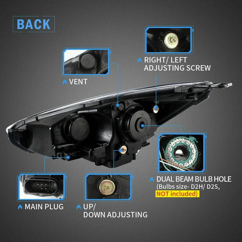 VLAND Demon Eyes LED Headlights For Ford Focus 2015-2018 w/Blue ...