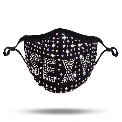 Sparkle Bling Rhinestone Face Mask Washable with Face Mouth Cover ...