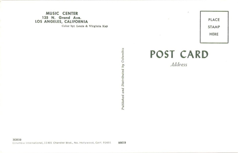 Los Angeles California Music Center Building Front View Vintage ...