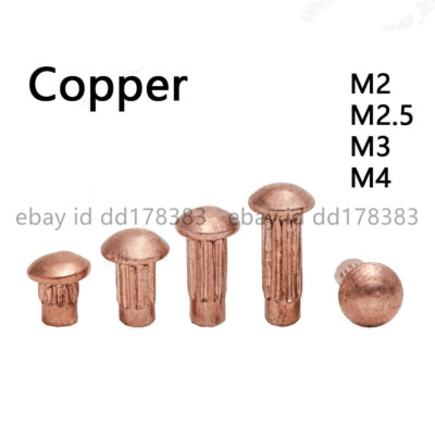 Pure Copper Rivets For Name Plate Round Head Solid Rivets M2 M2.5 M3 M4 ...