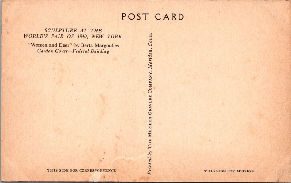 Vintage Postcard Women & Deer Berta Margoulies NY World's Fair Ji8 | eBay