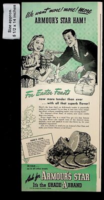 1940 Armour & Co. Meat Easter Feasts Star Ham Food Dinner Vintage Print ...
