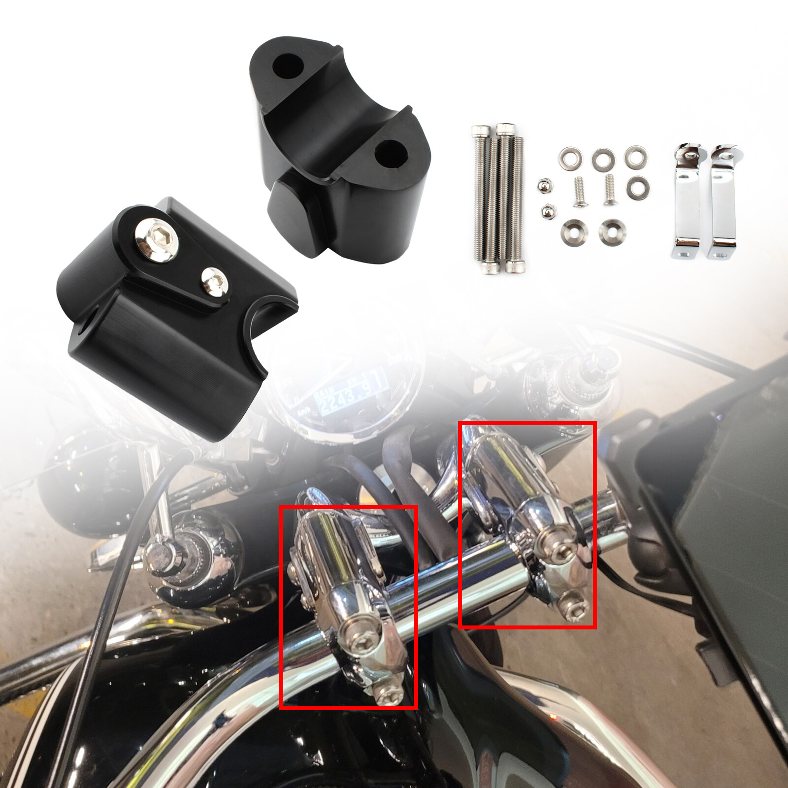 Black Handlebar Mount Risers Clamp Fit For BMW R18 R 18 Classic 2020 ...