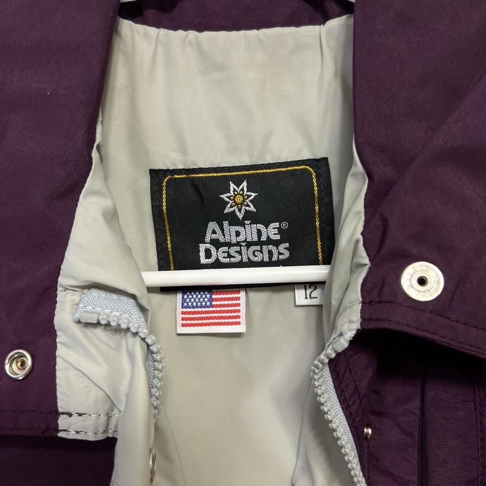 Alpine Designs Womens Rain Jacket Size 14 Maroon Nylon Pockets Lined ...