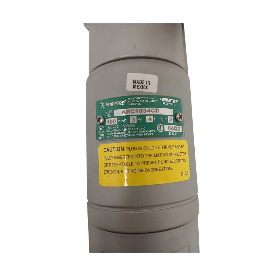 NEW Appleton ARC1034CD 100A 3W 4P Powertite Connector Body Pin & Sleeve ...