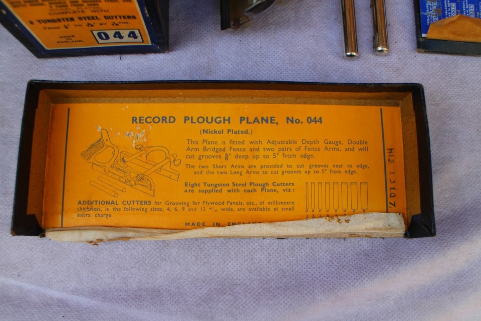 Vintage Record No. 044 Plough Plane with 8 Cutters, Depth Stop and ...