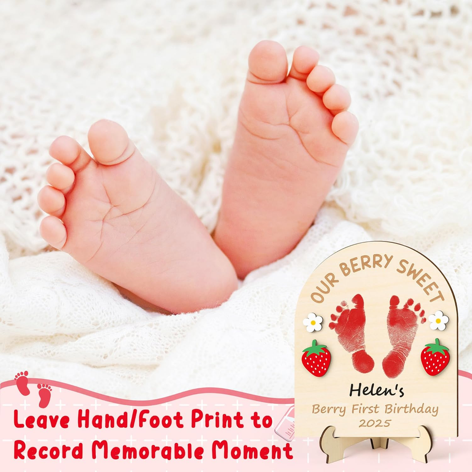 Baby'S 3D Berry First Birthday Footprint or Handprint Art Sign, Our ...