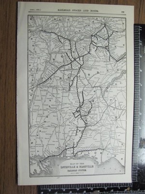 ANTIQUE LOUISVILLE & NASHVILLE RAILROAD SYSTEM MAP PRINTED IN APRIL ...