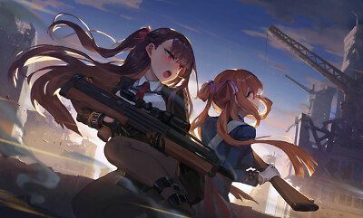 Anime girls springfield wa2000 frontline ecien playmat gaming mat | eBay