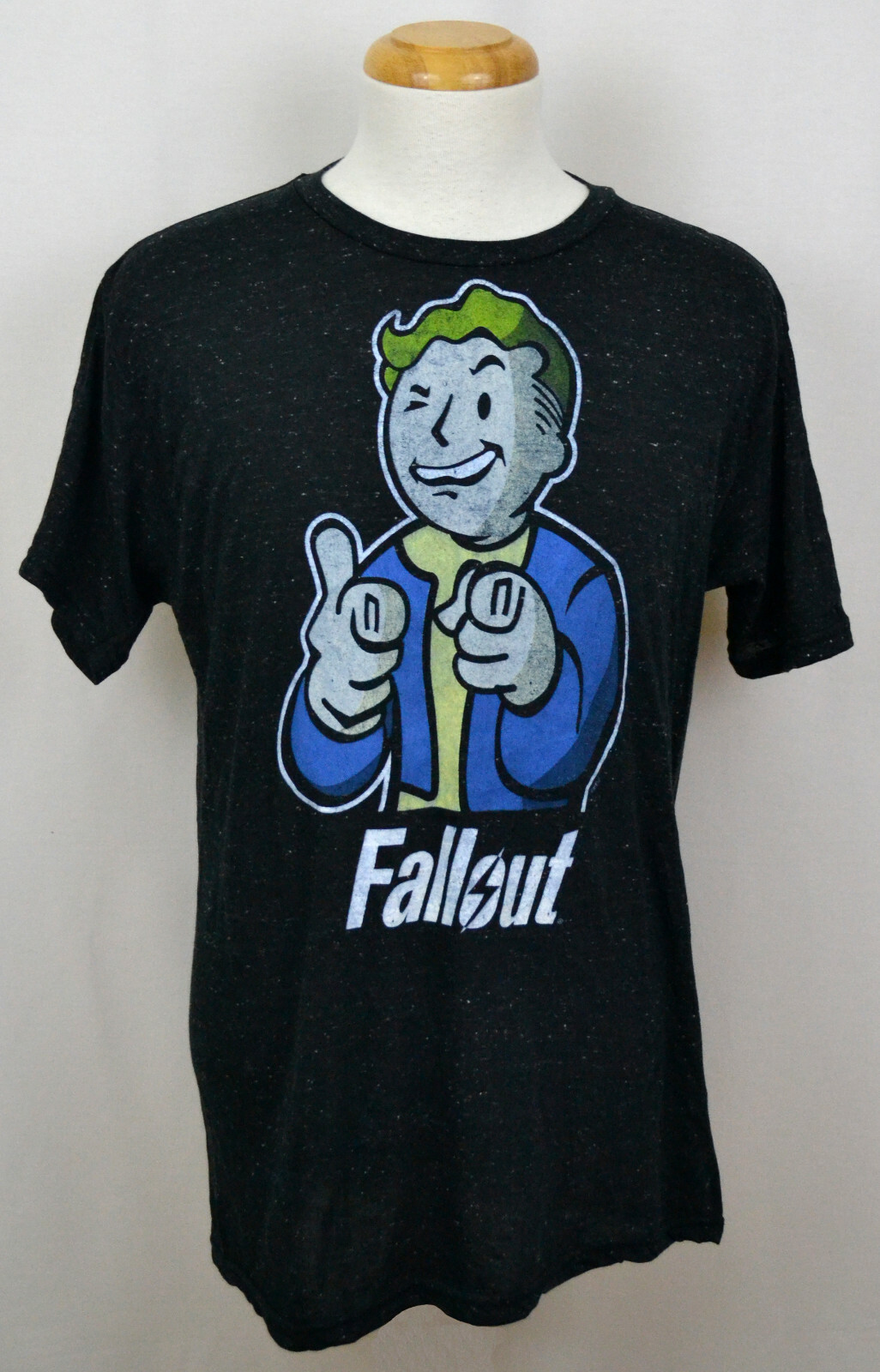 Fallout Vault Boy T-shirt Bethesda Computer Game Graphic Tee Thin Black ...