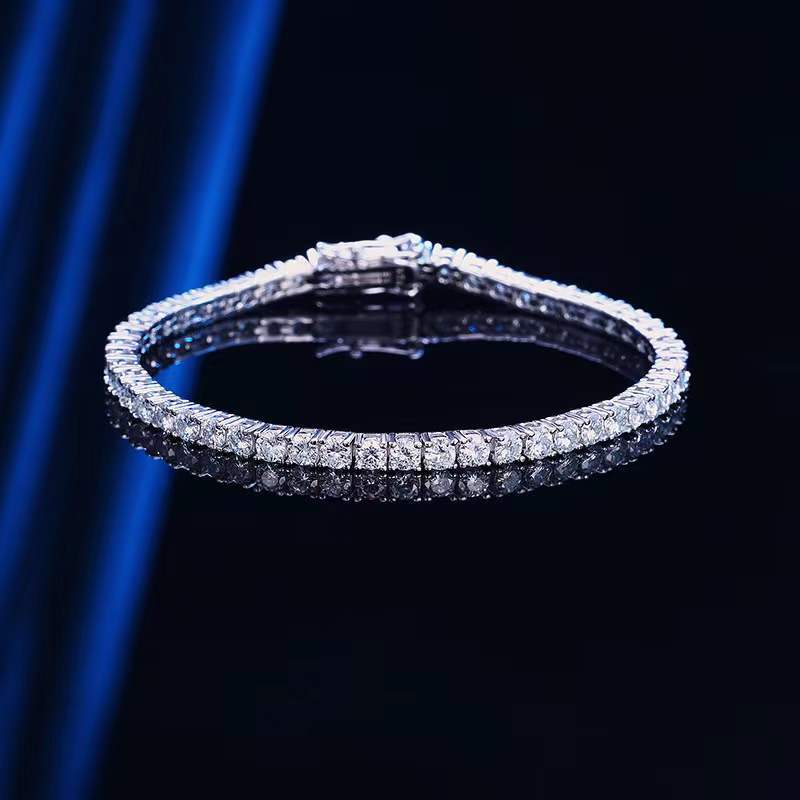 3mm Moissanite Tennis Chain Bracelet for Women 925 Sterling Silver Pass ...