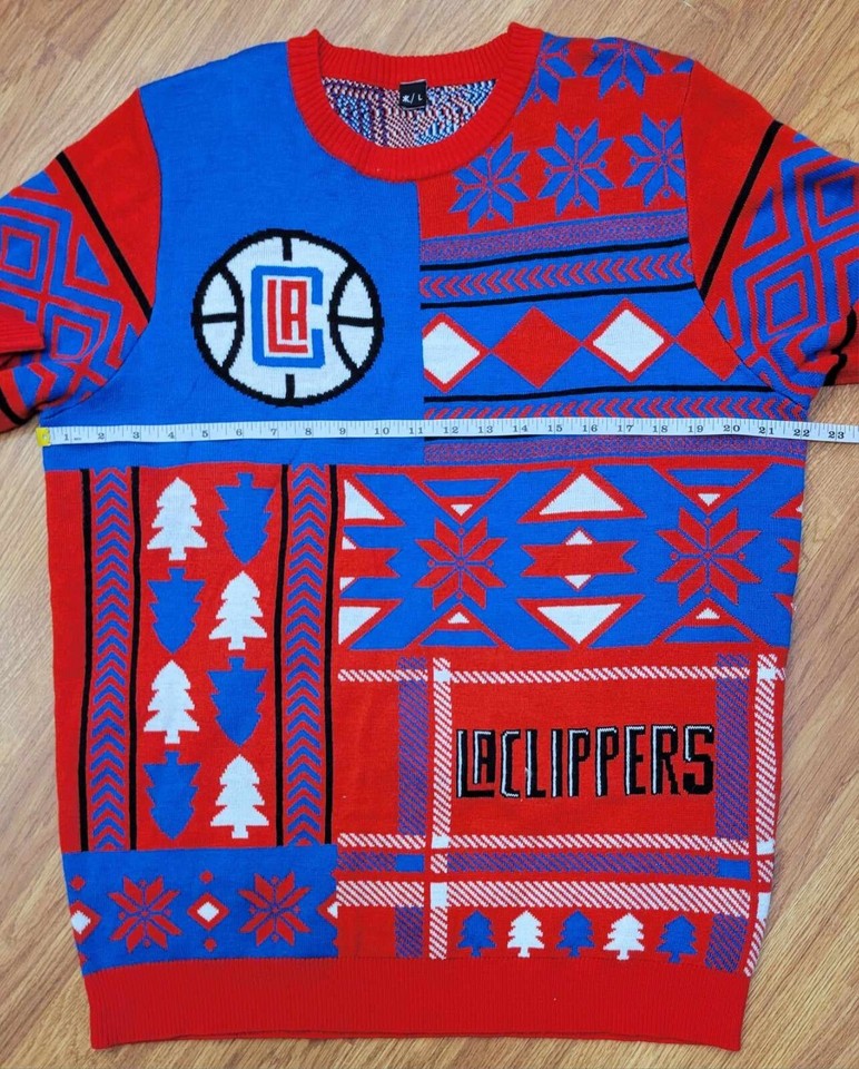 Klew NBA Men's Los Angeles Clippers Patches Ugly Sweater, Red Size L | eBay