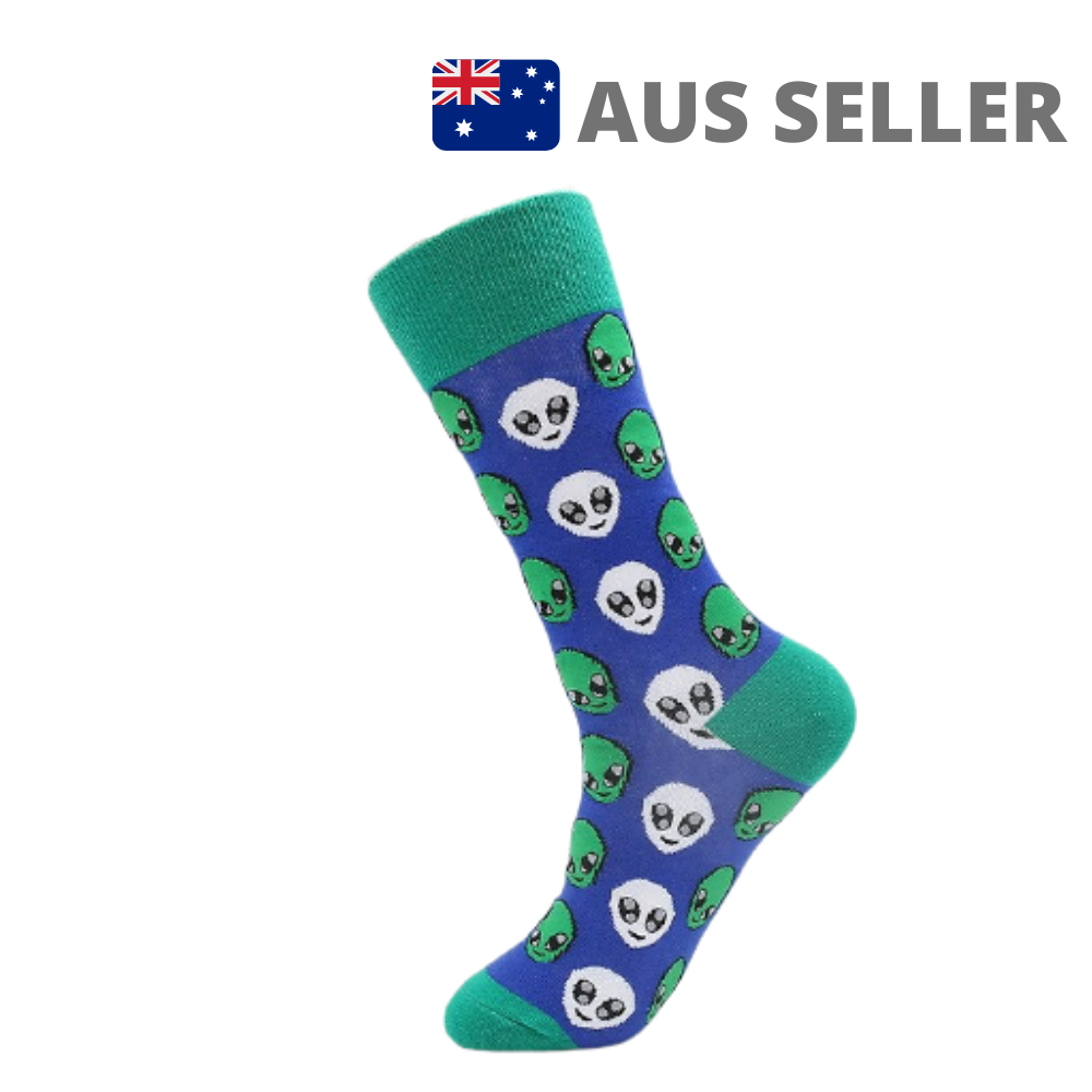 Unisex Green and Blue Aliens Funny Novelty Socks Christmas Gift | eBay ...