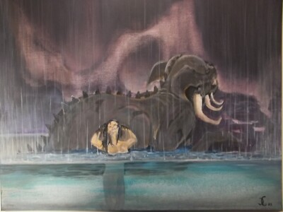 Fantasy Dreamscape 'Free As Rain' Beast Warrior Alien Planet Shower ...