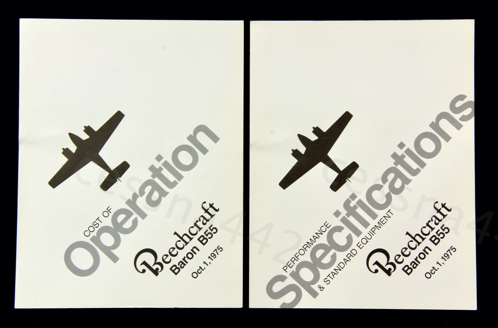 BEECHCRAFT Factory BARON B55 Fold Out Vintage Operations Specifications ...