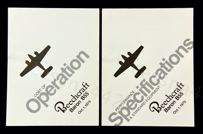 BEECHCRAFT Factory BARON B55 Fold Out Vintage Operations Specifications ...