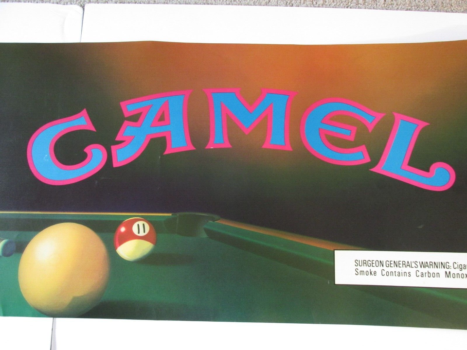 1992 Joe Camel Playing Pool, R.J. Reynolds Tobacco Advertising Sign | eBay