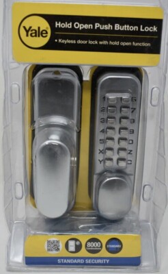 Yale Push Button Door Lock keyless PDL02SC Security Hold Open Inside ...