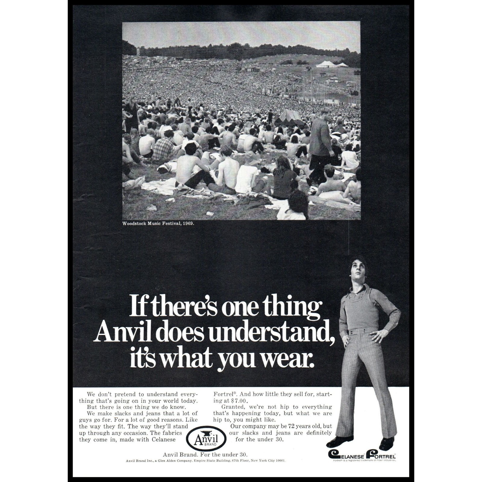 1970 Anvil Brand Fashion Clothing Vintage Print Ad Woodstock 1969 Wall ...