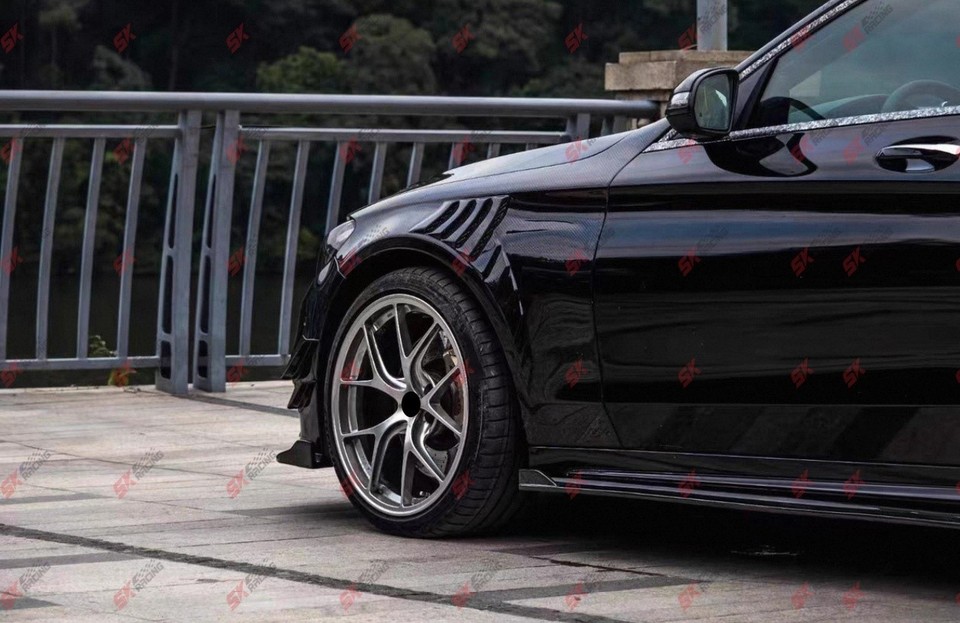 Front Rear Middle Lip Rear Spoiler BodyKit For Benz C63 AMG Sedan 15 ...