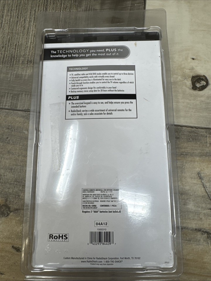 RADIO SHACK 15-310 Big-Button UNIVERSAL Remote Control Big Easy See ...