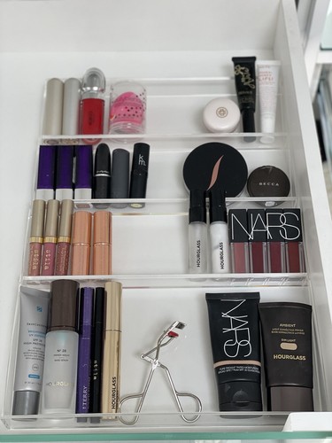 Acrylic Clear Perspex Tray Tiered Makeup cosmetic drawer organiser ...