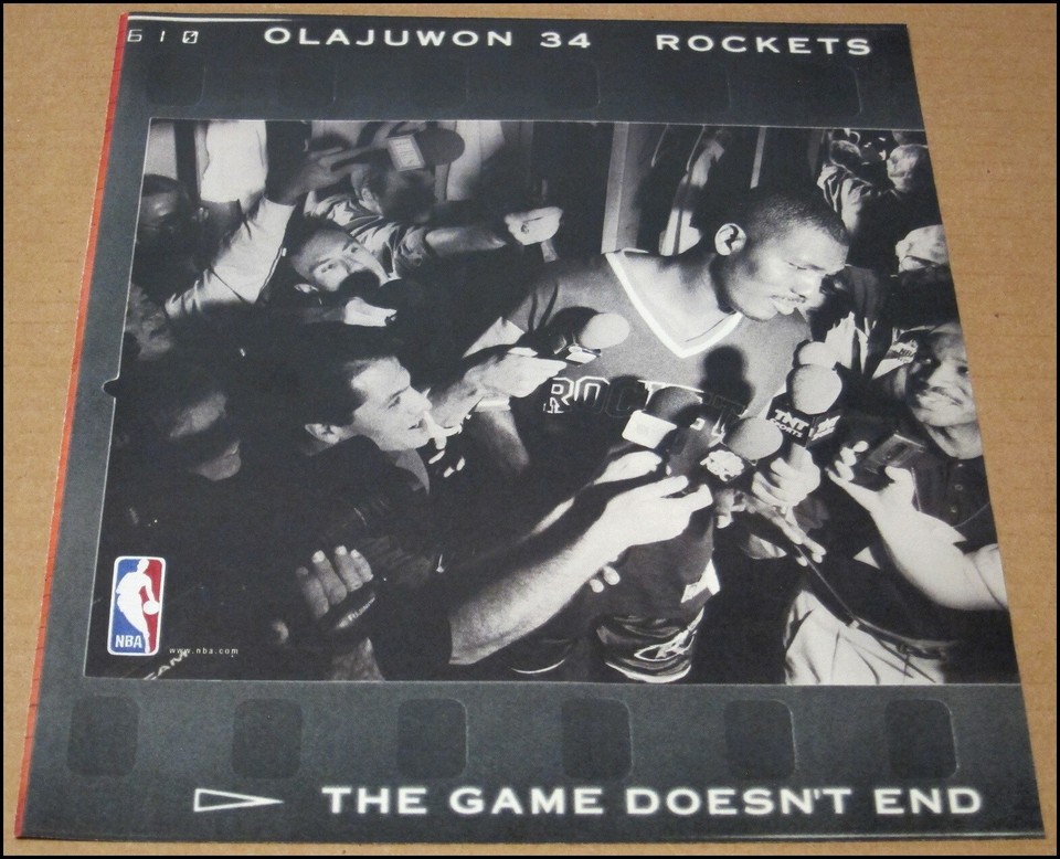 1996 Hakeem Olajuwon NBA Print Ad 10" x 12" Advertisement Houston ...