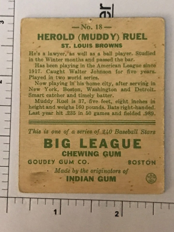 1933 Goudey #18 Herold (Muddy) Ruel St. Louis Browns | eBay