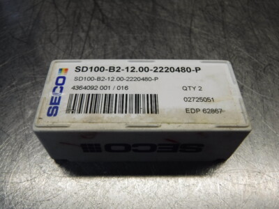 Seco Carbide Tip Drill Inserts QTY2 SD100-B2-12.00-2220480-P (LOC968B ...