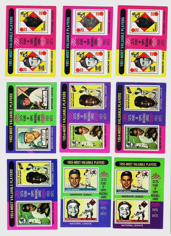 1975 Topps MVP Lot (41) Mantel Maris Rose Jackson Bench Clemente Mays ...