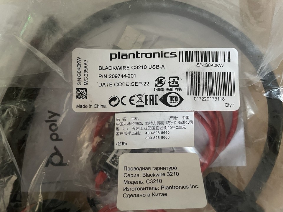 Plantronics Blackwire C3210 - Black USB 209744-201 New Unopened Headset ...