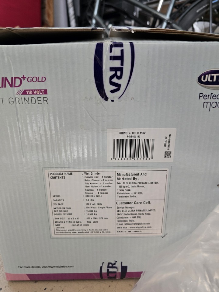 Ultra Grind+ Gold Table Top 2L Wet Grinder with Atta Kneader, 110-Volt ...