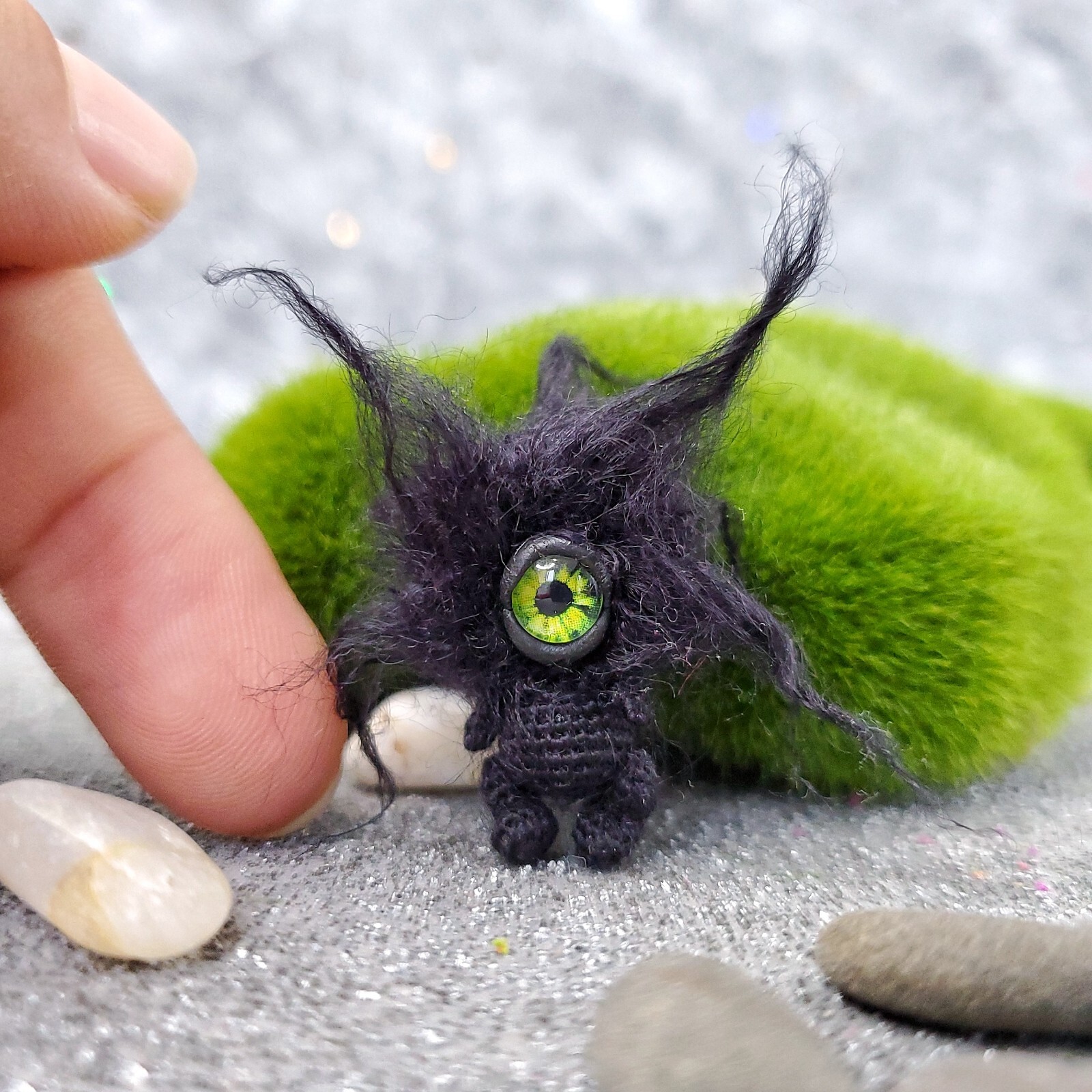 Micro Crochet monster Cyclops. Dollhouse miniature Eyeball Halloween ...