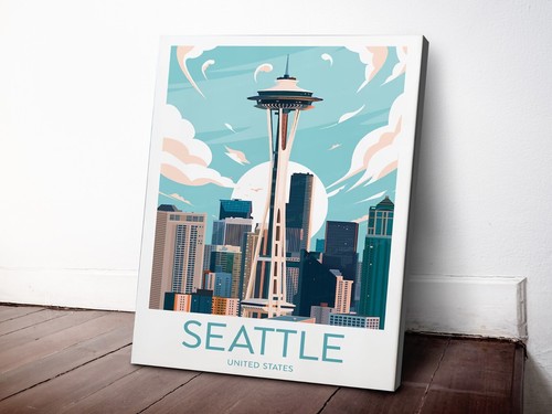 Seattle United States Traditional 40x50cm Stretched Travel Canvas Wall ...