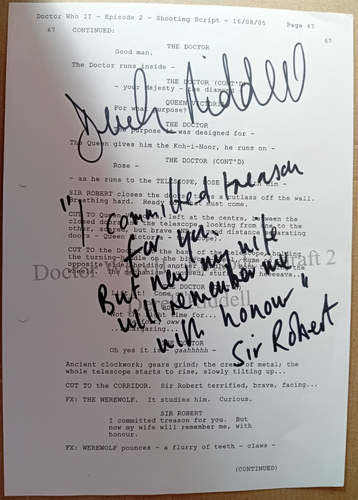 ORIGINAL AUTOGRAPHED DOCTOR WHO SCRIPT PAGE DEREK RIDDELL Sir Robert | eBay