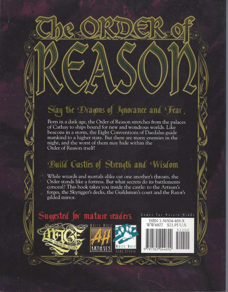 Mage Sorcerers Crusade RPG The Order of Reason SC EXC White Wolf WW4807 ...