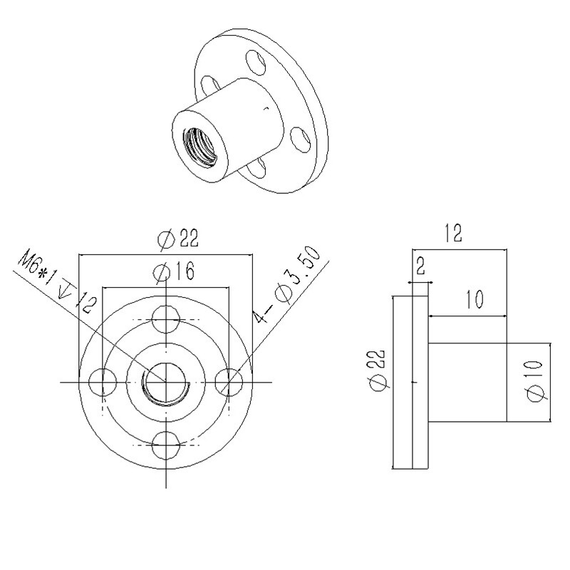 M6 M8 Round Base T Nuts Threaded Hole Flange Flat Slab Screw Flange ...