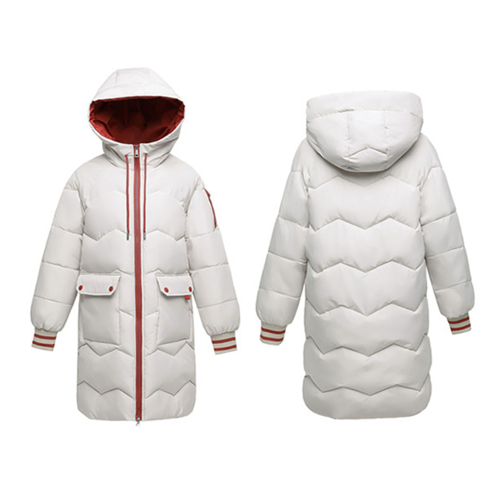 Fashionable Hooded Cotton Jacket Women Zipper Placket Coat Windproof ...