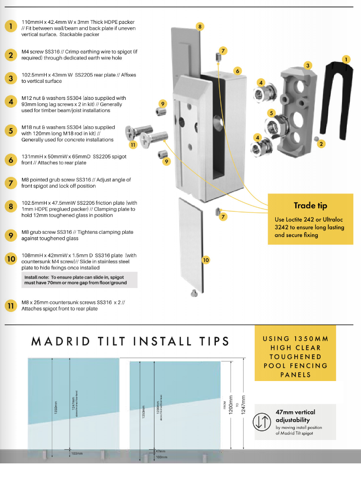 White Side mount pool fence spigot frameless glass spigots stainless ...