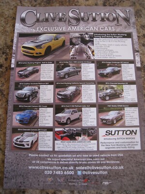 CLIVE SUTTON AMERICAN CARS UK STOCK LIST POSTER ADVERT APPROX A4 SIZE ...