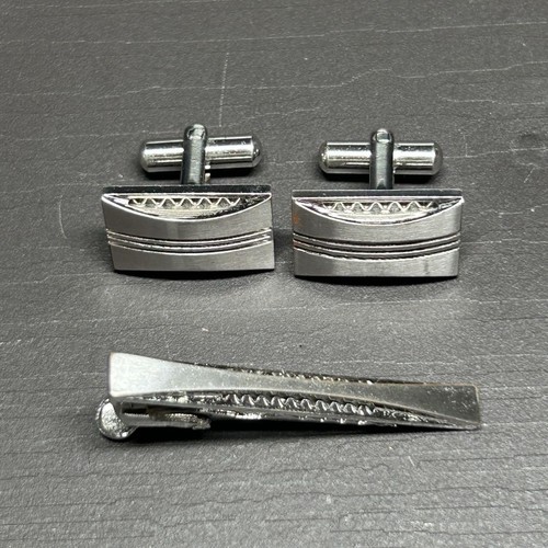Tie Pin Cufflinks Set Button Silver Tone Luxury Gorgeous NO BOX Second ...