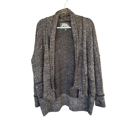 Roots Canada Women's Cardigan Sweater XL TG Charcoal Speckled Open ...
