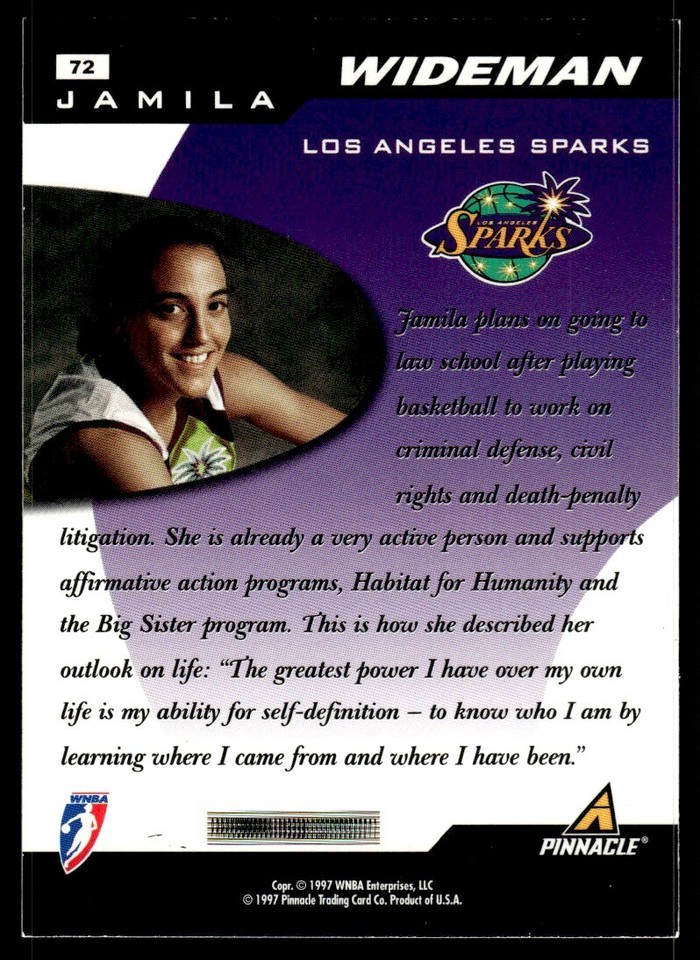 1997-98 Pinnacle Inside WNBA Jamila Wideman Los Angeles Sparks #72 | eBay