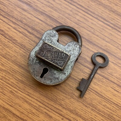 OLD OR ANTIQUE BRASS PADLOCK OR LOCK WITH KEY | eBay