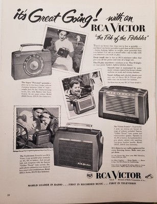 RCA Victor Portable Radio Print Ad 1953 Ephemera Wall Art Decor ...