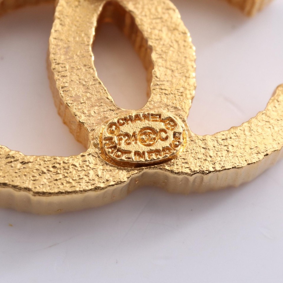 CHANEL COCO Mark Pierced earrings Gold Plated Used CC Logo | eBay UK