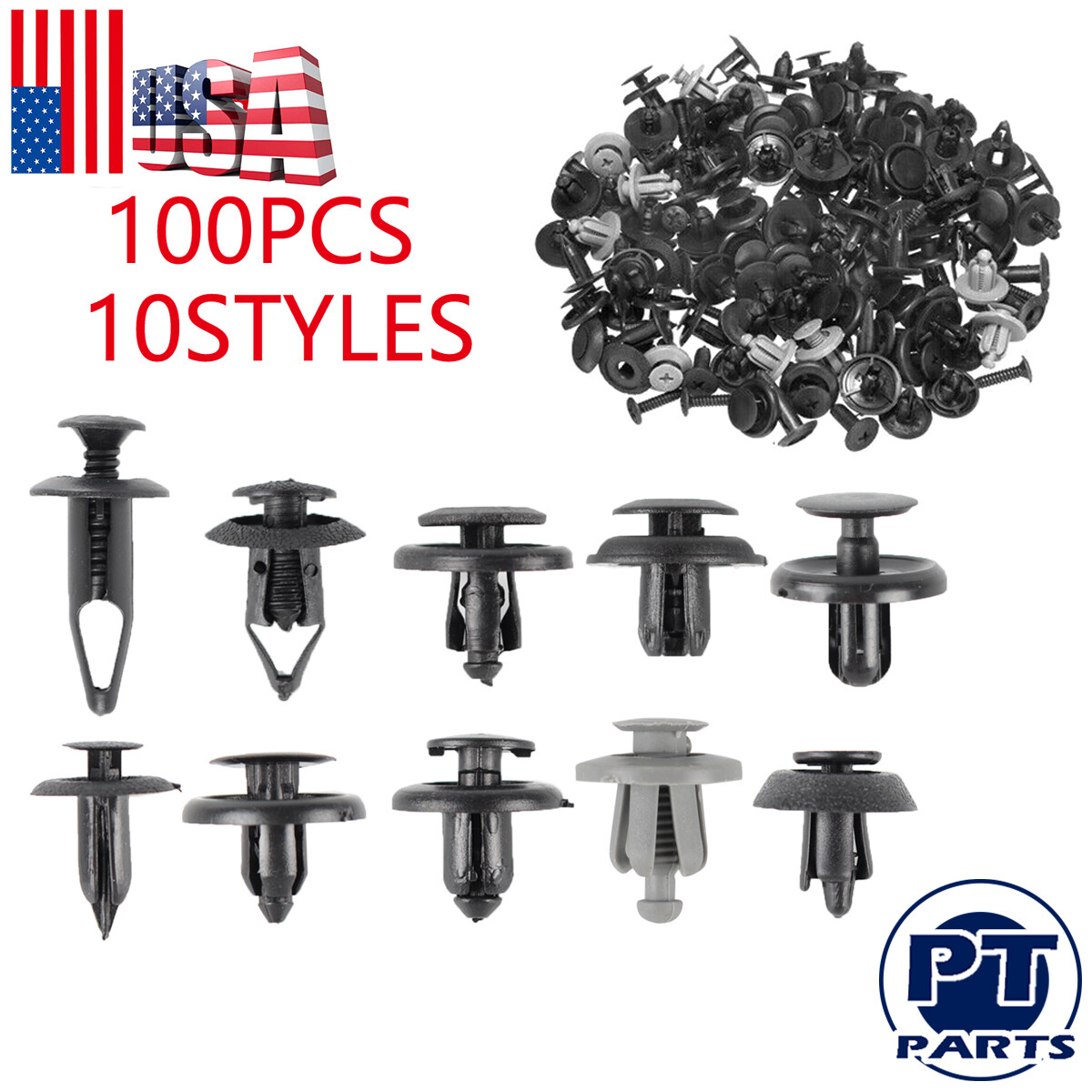 100x Trunk Screw Rivets Bumper Fender Plastic Fastener Clips For ...