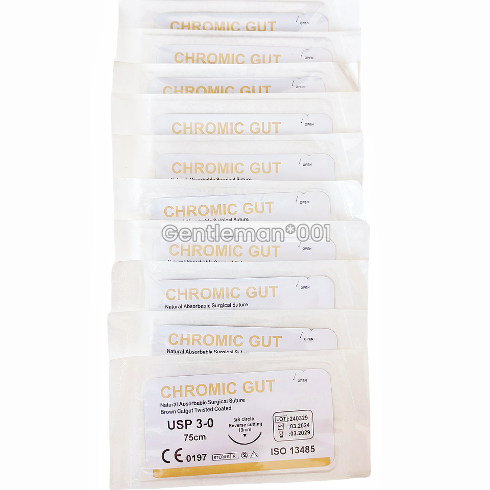 Chromic Gut Absorbable Dental Surgical Sutures Natural Needled Traning ...