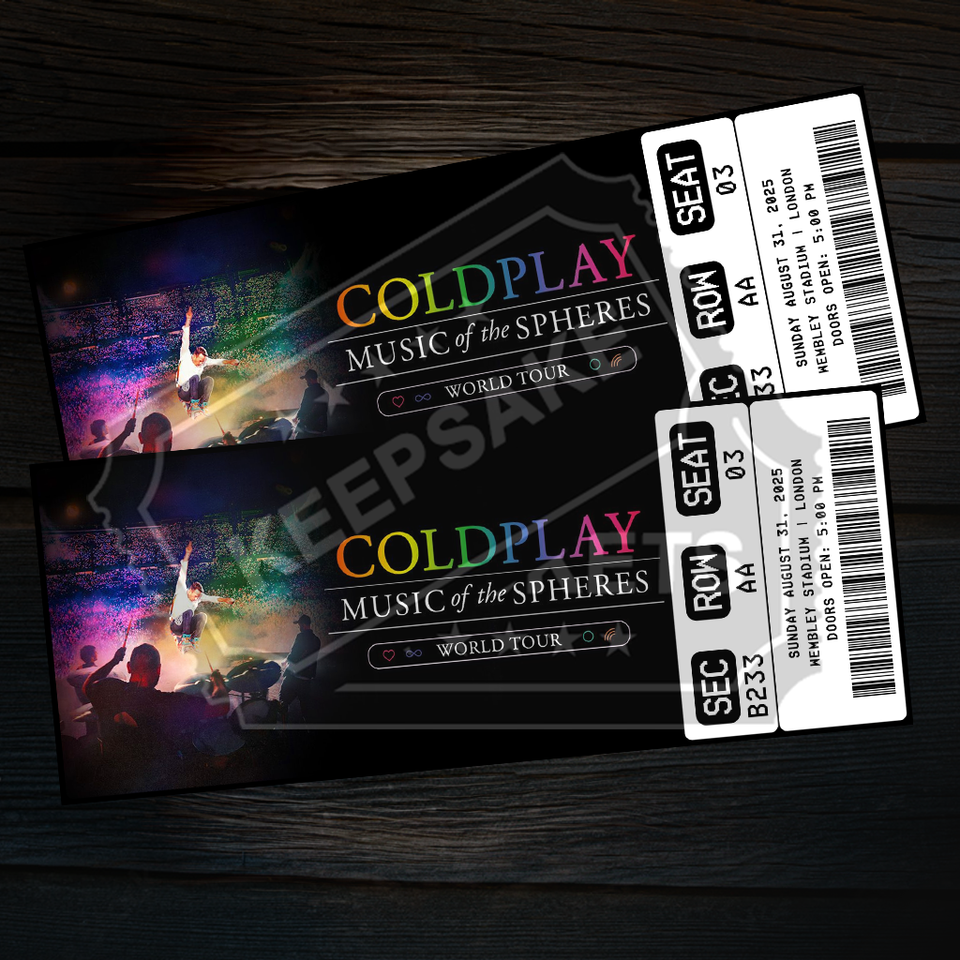 Coldplay Music Concert Mock Ticket UK Tour 2025 | Personalized Gift ...