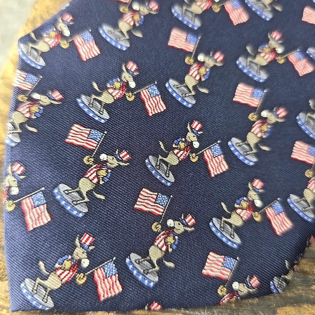 Museum Artifacts Democratic Donkey Waving Flag Neckti… - Gem